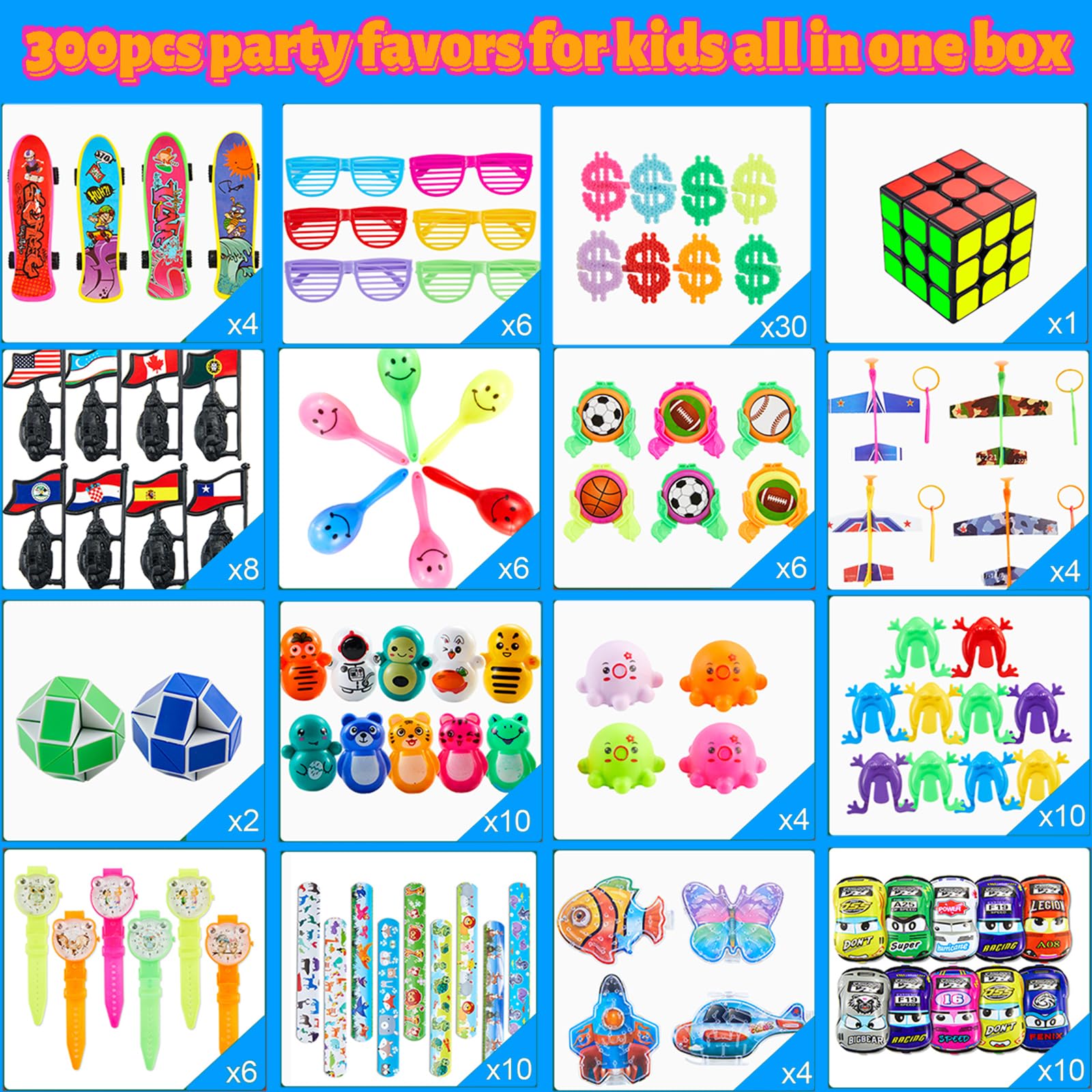 300 PCS Party Favors for Kids, Treasure Box Toys for Classroom, Treasure Box Prizes, Fidget Toys Bulk Goodie Bags Stuffers Classroom Prizes Pinata Stuffers Carnival Prizes Birthday Gift for Kids