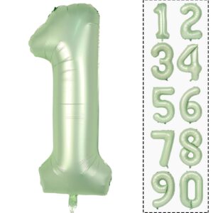 Number 1 Balloon 40 Inch Sage Green Number Balloon Foil Mylar Balloon for Boys Girls 1st Birthday Wedding Anniversary Jungle Party Decoration Supplies large Number Balloons