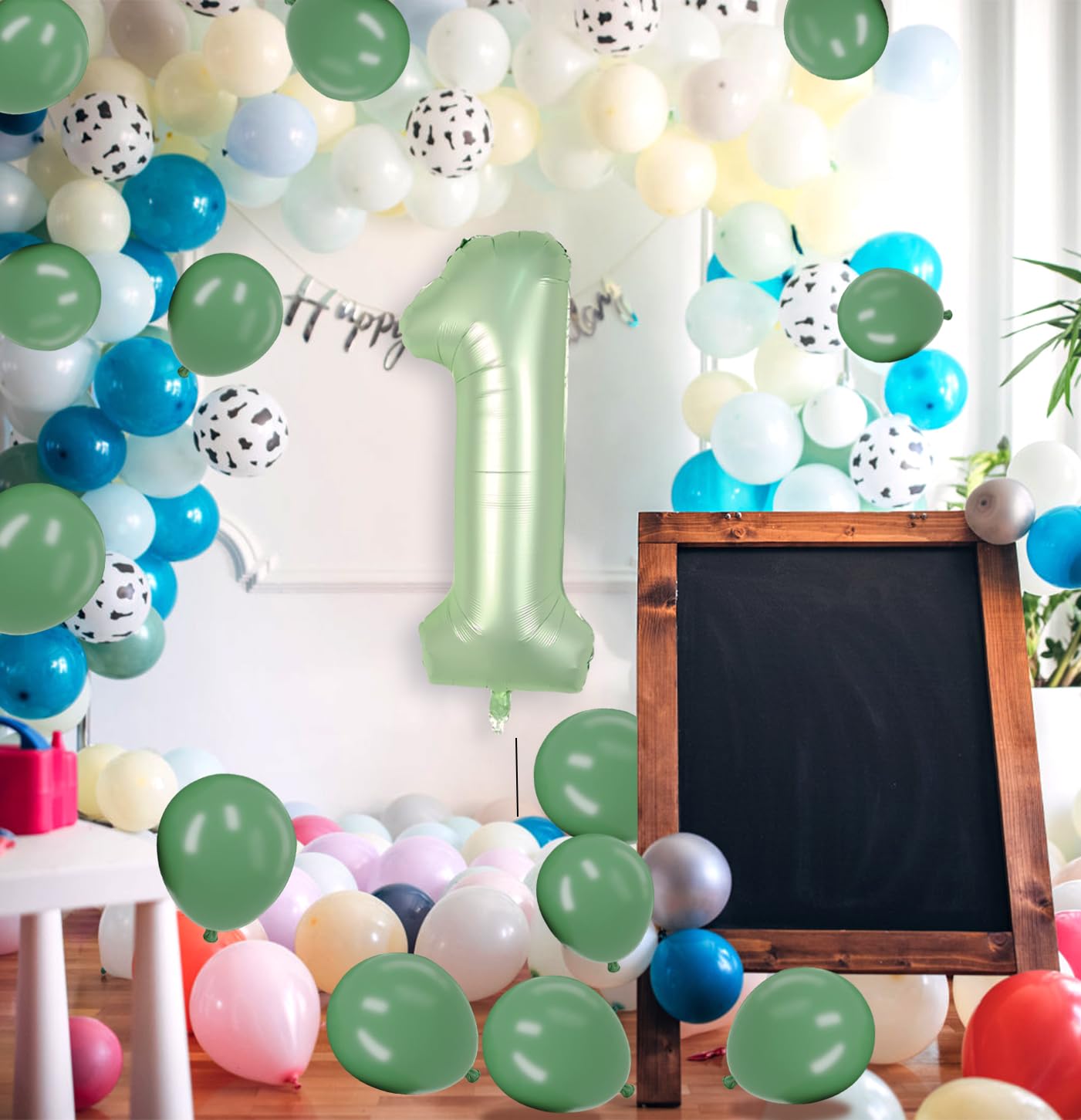 Number 1 Balloon 40 Inch Sage Green Number Balloon Foil Mylar Balloon for Boys Girls 1st Birthday Wedding Anniversary Jungle Party Decoration Supplies large Number Balloons