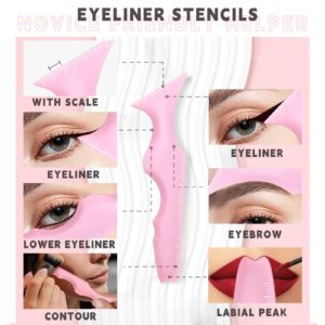 Noerrors 3Pcs Silicone Eyeliner Stencils Set Nose Contour Template Winged Tip Eyeliner Aid Multifunctional Eye Makeup Tool for Brow Eyelash Nose Shadow Highlighter Lipstick Contour Beginners Friendly