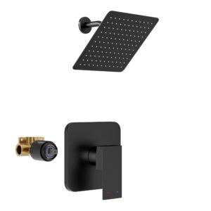 holispa shower faucet set, black shower faucet with 8-inch shower head, all metal shower head and handle set, shower trim kit included shower valve, matte black