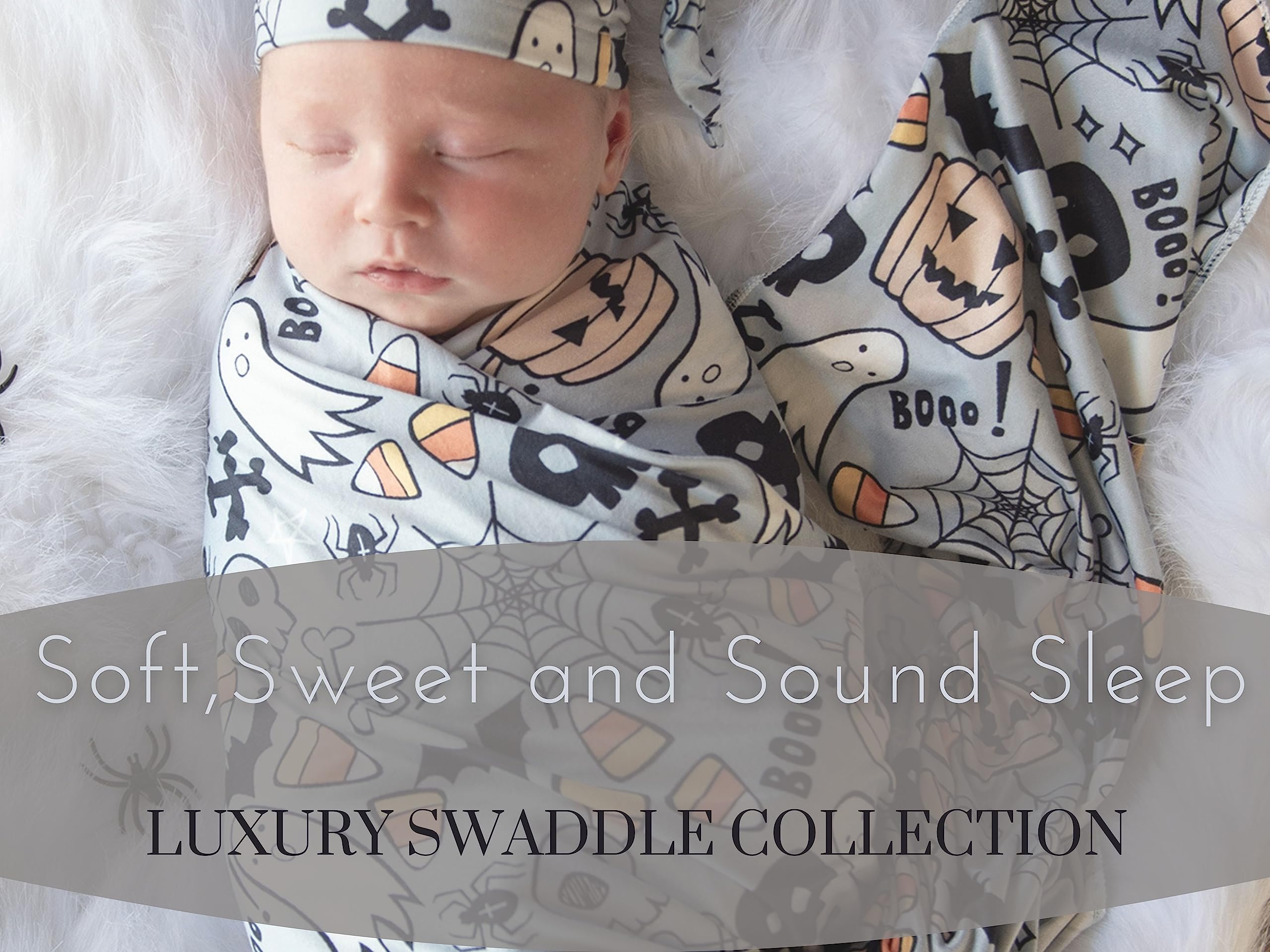 Giggle Angel Baby Receiving Blanket Halloween Swaddle Blanket Infant Wrap Set (Spider 1)