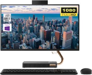 lenovo ideacentre 5 23.8" fhd all-in-one desktop, intel core i5-10400t processor, 16gb ram 512gb ssd, wifi 6, bluetooth, webcam, wireless keyboard & mouse, windows 10 pro, black