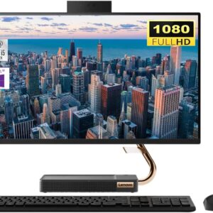 Lenovo IdeaCentre 5 23.8" FHD All-in-One Desktop, Intel Core i5-10400T Processor, 16GB RAM 512GB SSD, WiFi 6, Bluetooth, Webcam, Wireless Keyboard & Mouse, Windows 10 pro, Black