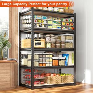 REIBII Garage Shelving, 2000LBS Storage Shelves Heavy Duty Shelving 72''H 5 Tier Metal Shelves for Garage Shelves Adjustable Shelving Units and Storage for Closet Pantry Shelf, 72"H x 35.5"W x 15.8"D