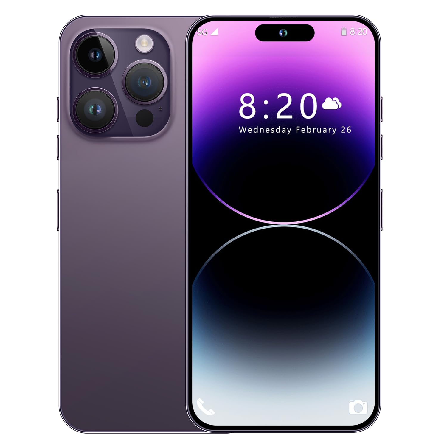 MMY I14 Pro Unlocked Cell Phone, Long Battery Life 6.82" HD Screen Unlocked Phones, 6+256GB Android 13 (Midnight Purple)