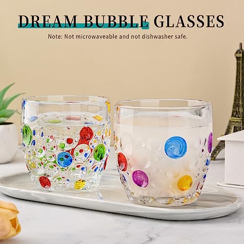 No Name No Seal Colorful Bubbly Drinking Glasses Set of 2, 11 oz (330 ml), Stemless Champagne Glasses, Cocktail Glasses, Stemless Wine Glasses, Iced Tea Mugs, Heavy Duty Glasses For Women (Classic)