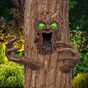 esterno tree bark monster yard decor, bark face tree person decor for garden and halloween