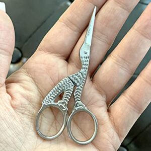 10 Stainless Steel Professional Embroidery Scissors Sharp Stork Scissors for Sewing Crafting Needlework DIY Multipurpose Dressmaker Eyebrow Trim Small 3.6” Shears Crane Scissors