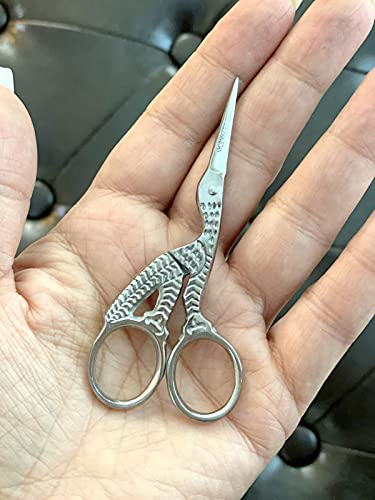 10 Stainless Steel Professional Embroidery Scissors Sharp Stork Scissors for Sewing Crafting Needlework DIY Multipurpose Dressmaker Eyebrow Trim Small 3.6” Shears Crane Scissors