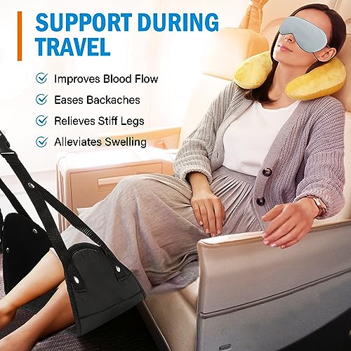 Velamo Airplane Footrest Upgrade Foot Hammock Airplane for Airplane Office Bus Travel with Sleep mask Airplane Travel Accessories, Airplane Essentials Reduce Swelling and Soreness