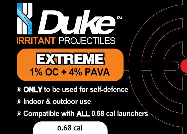 Duke Extreme Non-Lethal Self Defense .68 Caliber Pepper Projectiles - (7 Count) | Premium Pepper Spray Balls - 1% OC + 4% PAVA