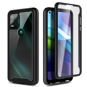 NZND Case for Motorola Moto G Stylus 5G with [Built-in Screen Protector], Full-Body Protective Shockproof Rugged Bumper Cover, Impact Resist Phone Case Cover (Black)