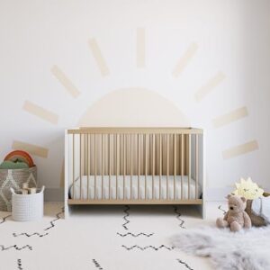 Storkcraft Calabasas 3-in-1 Convertible Crib (White with Driftwood) – GREENGUARD Gold Certified, Fits Standard Crib Mattress, Converts to Toddler Bed, Modern Style, Easy 30-Minute Assembly