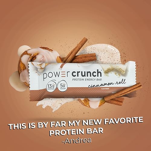 Power Crunch Protein Wafer Bars, High Protein Snacks with Delicious Taste, Cinnamon Roll, 1.4 Ounce (12 Count)