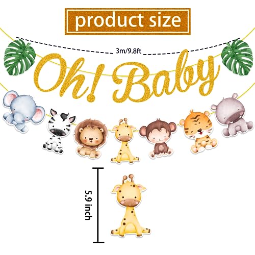 Safari Baby Shower Decorations for Boy, NO-DIY Jungle Baby Shower Decorations for Boy Include Safari Birthday Banner and Hanging Swirls, Animal Baby Shower Decorations, Jungle Party Decorations