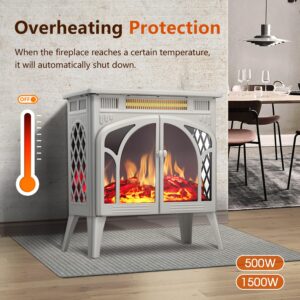 Havato Electric Fireplace Heater with Remote Control, Overheating-Protection, Realistic Flame, 5100 BTU Output, 25" Freestanding Electric Fireplace Stove for Indoor Use, Beige