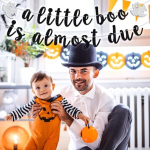 A Little Boo is Almost Due Banner - Halloween Baby Shower Hanging Sign, October Baby, Happy Boo Day Birthday, Fall Party Decorations Supplies