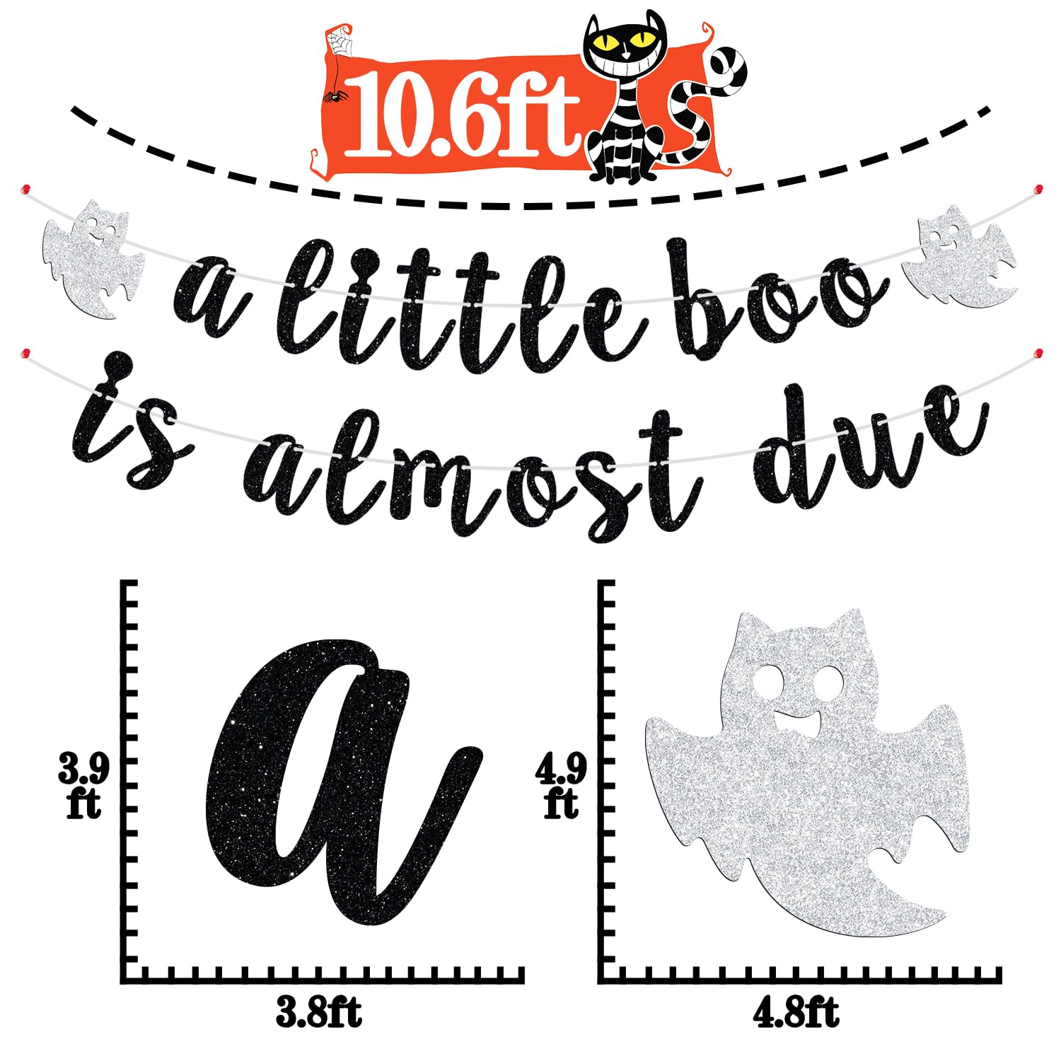 A Little Boo is Almost Due Banner - Halloween Baby Shower Hanging Sign, October Baby, Happy Boo Day Birthday, Fall Party Decorations Supplies