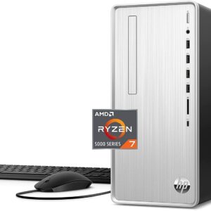 HP 2023 Newest Pavilion Desktop PC, AMD Ryzen 7 5700G (8 cores), 16GB RAM, 1TB SSD, AMD Radeon Graphics, Wi-Fi, Bluetooth, Keyboard and Mouse Combo, 9 USB Ports, Windows 11 Home, Silver