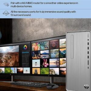 HP 2023 Newest Pavilion Desktop PC, AMD Ryzen 7 5700G (8 cores), 16GB RAM, 1TB SSD, AMD Radeon Graphics, Wi-Fi, Bluetooth, Keyboard and Mouse Combo, 9 USB Ports, Windows 11 Home, Silver