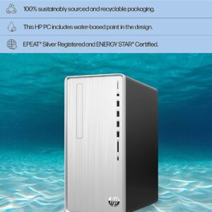 HP 2023 Newest Pavilion Desktop PC, AMD Ryzen 7 5700G (8 cores), 16GB RAM, 1TB SSD, AMD Radeon Graphics, Wi-Fi, Bluetooth, Keyboard and Mouse Combo, 9 USB Ports, Windows 11 Home, Silver