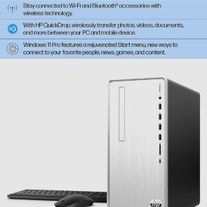 HP 2023 Newest Pavilion Desktop PC, AMD Ryzen 7 5700G (8 cores), 16GB RAM, 1TB SSD, AMD Radeon Graphics, Wi-Fi, Bluetooth, Keyboard and Mouse Combo, 9 USB Ports, Windows 11 Home, Silver