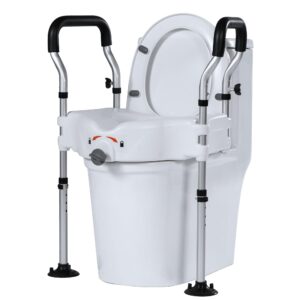 restisland raised toilet seat with widened handles, elevated toilet seat riser for elderly and disabled, support 300 lbs