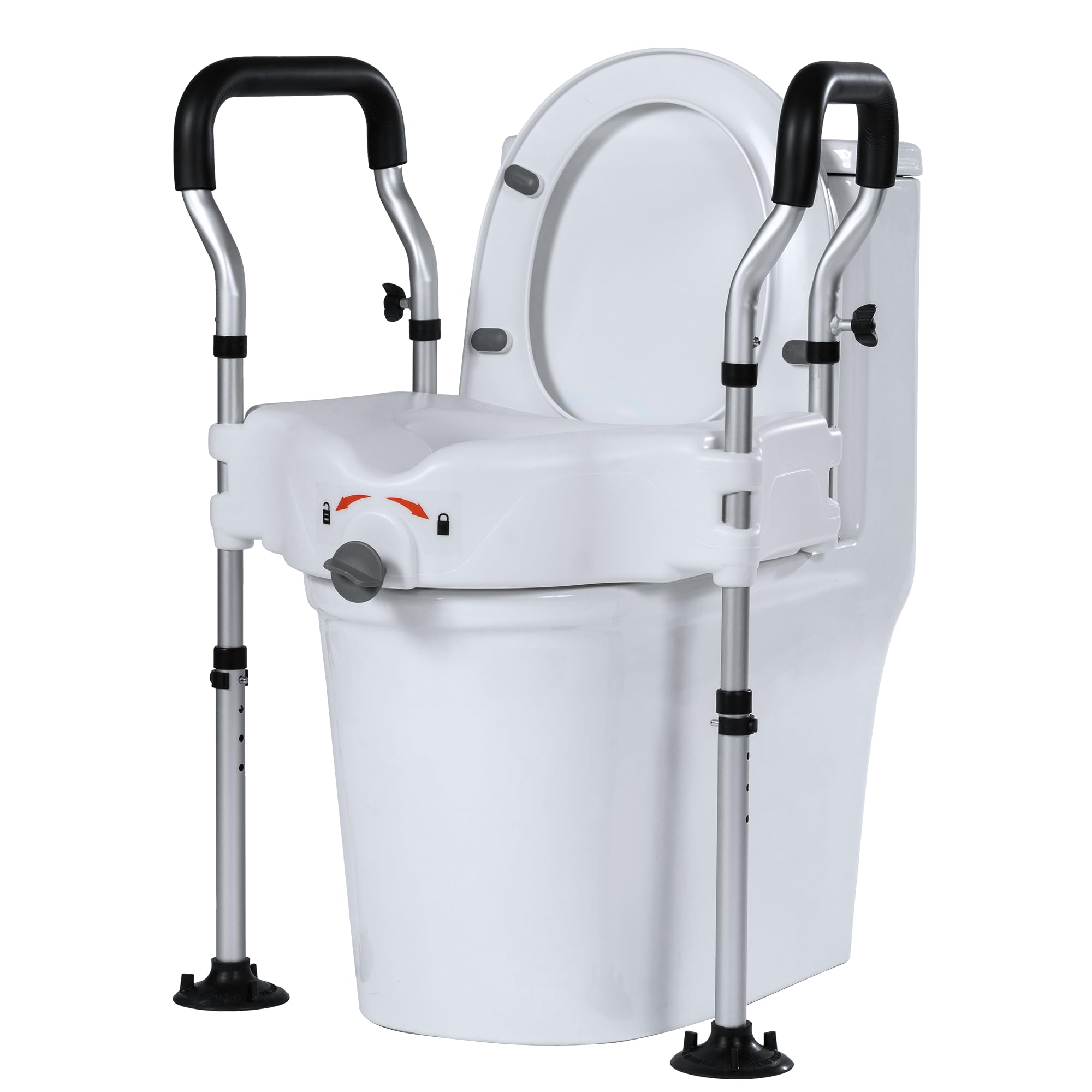 Restisland Raised Toilet Seat with Widened Handles, Elevated Toilet Seat Riser for Elderly and Disabled, Support 300 lbs