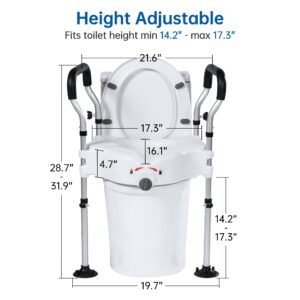 Restisland Raised Toilet Seat with Widened Handles, Elevated Toilet Seat Riser for Elderly and Disabled, Support 300 lbs