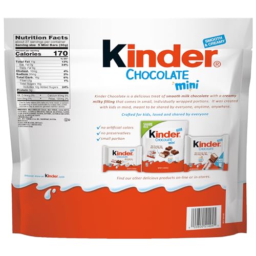 Kinder Chocolate Mini, 29.2 oz Bulk Pack, Up to 138 Minis, Milk Chocolate Bar with Creamy Milky Filling, Individually Wrapped Candy