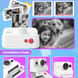 Anchioo Kids Camera Instant Print, 1080P Kids Digital Camera with Printer Paper, Christmas Birthday Gift for Girls Boys Age 3-12, Kids Print Camera Toy for 4 5 6 7 8 Year Old Boy, 32G SD Card - White