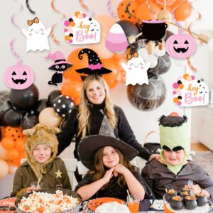 20Pcs Pink Halloween Party Hanging Swirl,Cute Ghost Witch Cauldron Pumpkin Sugar Boo Ceiling Hanging Streamer for Little Boo Happy Boo Day Baby Shower Gender Reveal Girl Halloween Birthday Party Decor