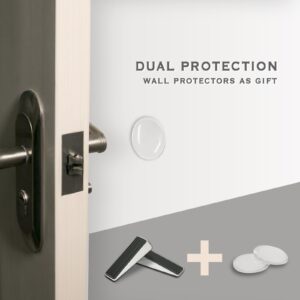 Door Stopper 2 Packs, Door Stoppers for Bottom of Door, Door Wedge Made of Premium Metal & Rubbers, Door Stops Security, Doorstop with 2 Rubber Wall Protector