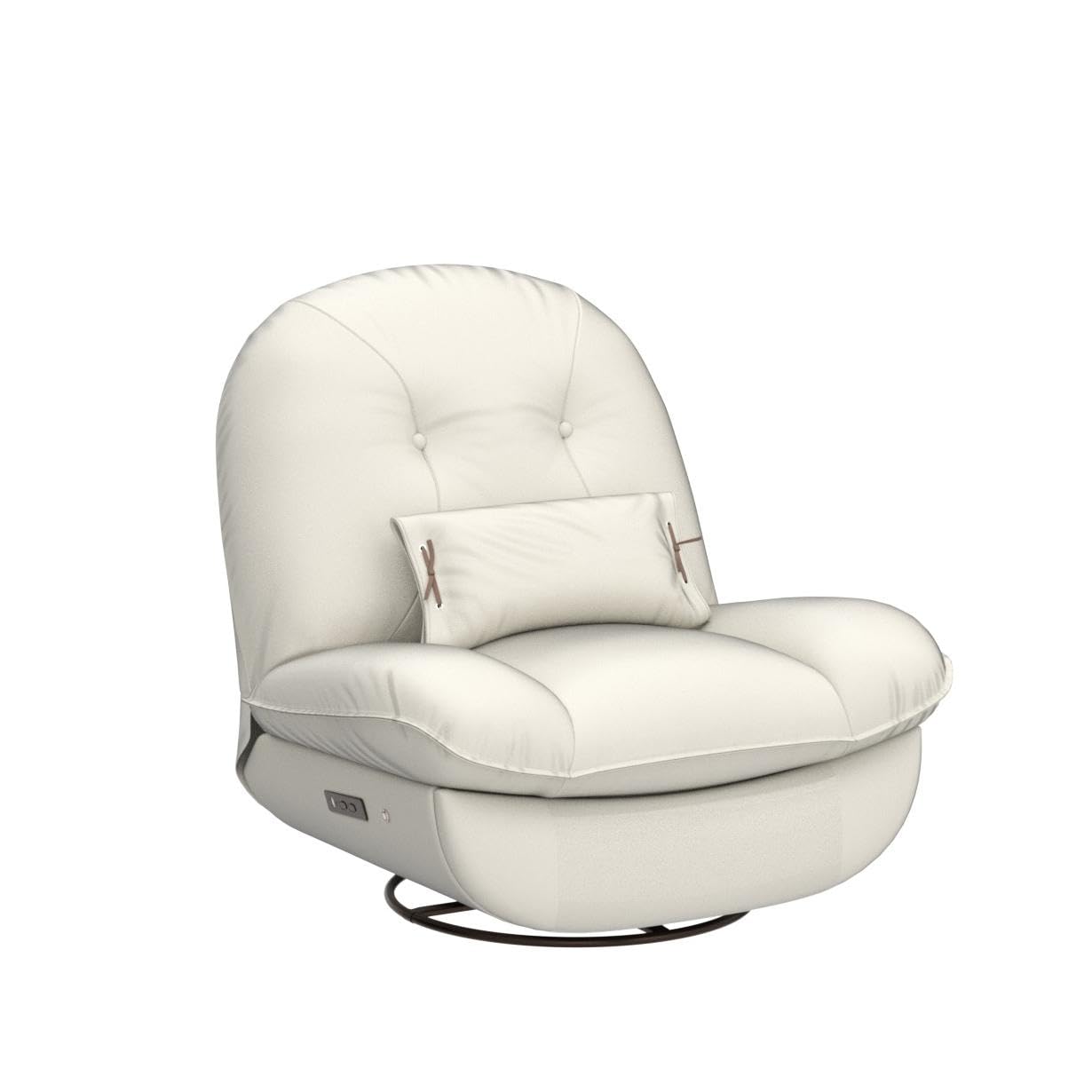 COOSLEEP Oversized Electric Rocker Recliner Swivel Glider with 43.5'' Sitting Width and 270° Swivel,360° Surround Sound Breathing Ambient Lighting,Comes a 3-in-1 Pillow (Beige)