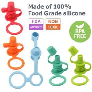 Seeway- No Spill Silicone Bottles Top Spout for Toddlers Kids and Adults, Protects Kids Mouth, BPA Free (Mix - 5 Pack)