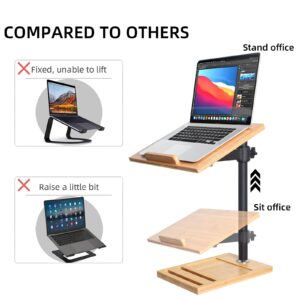 wishacc Laptop Stand Wood Adjustable Height with Phone Slot Holder, Laptop Raised Stand for Desk, Laptop Riser Stand of Elevated Stand, Tall, Strong and Airflow Even for 17 inch (13.2 x 9.2 inches)