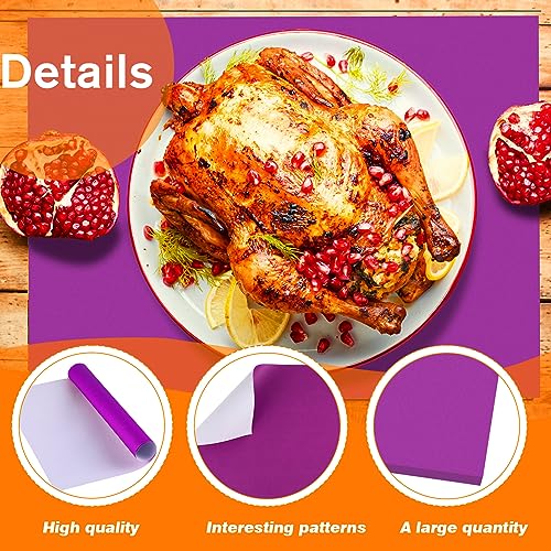 Honoson 150 Pcs Christmas Paper Placemats Disposable Red Green White Paper Placemat 11 x 17 Inch Rectangle Decorative Table Mats for Holiday Xmas Home Dining Table Decorations (Orange Black Purple)