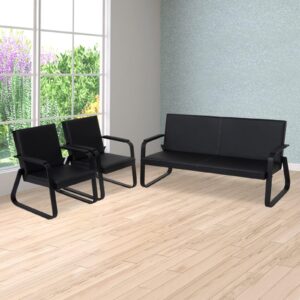 Kinsuite 5-Seat Waiting Room Chairs - PU Waiting Room Chair Reception Chairs Office Guest Chairs & Reception Chairs Lobby Bench Seating for Airport Barber Shop Lobby