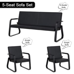 Kinsuite 5-Seat Waiting Room Chairs - PU Waiting Room Chair Reception Chairs Office Guest Chairs & Reception Chairs Lobby Bench Seating for Airport Barber Shop Lobby