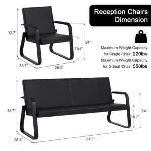 Kinsuite 5-Seat Waiting Room Chairs - PU Waiting Room Chair Reception Chairs Office Guest Chairs & Reception Chairs Lobby Bench Seating for Airport Barber Shop Lobby