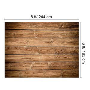 Buryeah 8 x 6 ft Wood Backdrop Brown Wood Wall Background Wooden Rustic Photo Backdrop Fabric Polyester Photography Backdrop Supplies for Party Wedding Baby Photoshoot