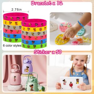 98PCS Birthday Party Decorations, Birthday Party Supplies, Party Favor Corner Include 12 Bracelets,12 Button Pins, 12 Keychain, 12 seal,50 Stickers for Classroom Rewards,Birthday Party Gift