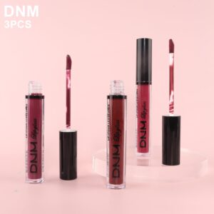 evpct DNM 3Pcs Dark Red Purple Plum Matte Liquid Lipstick Lip Stain Sets for Women Matte+Lipstick Dark Maroon Long Lasting Permanent Lipstick 24 hr Hours Magic Lipstick 24 Hours original Waterproof