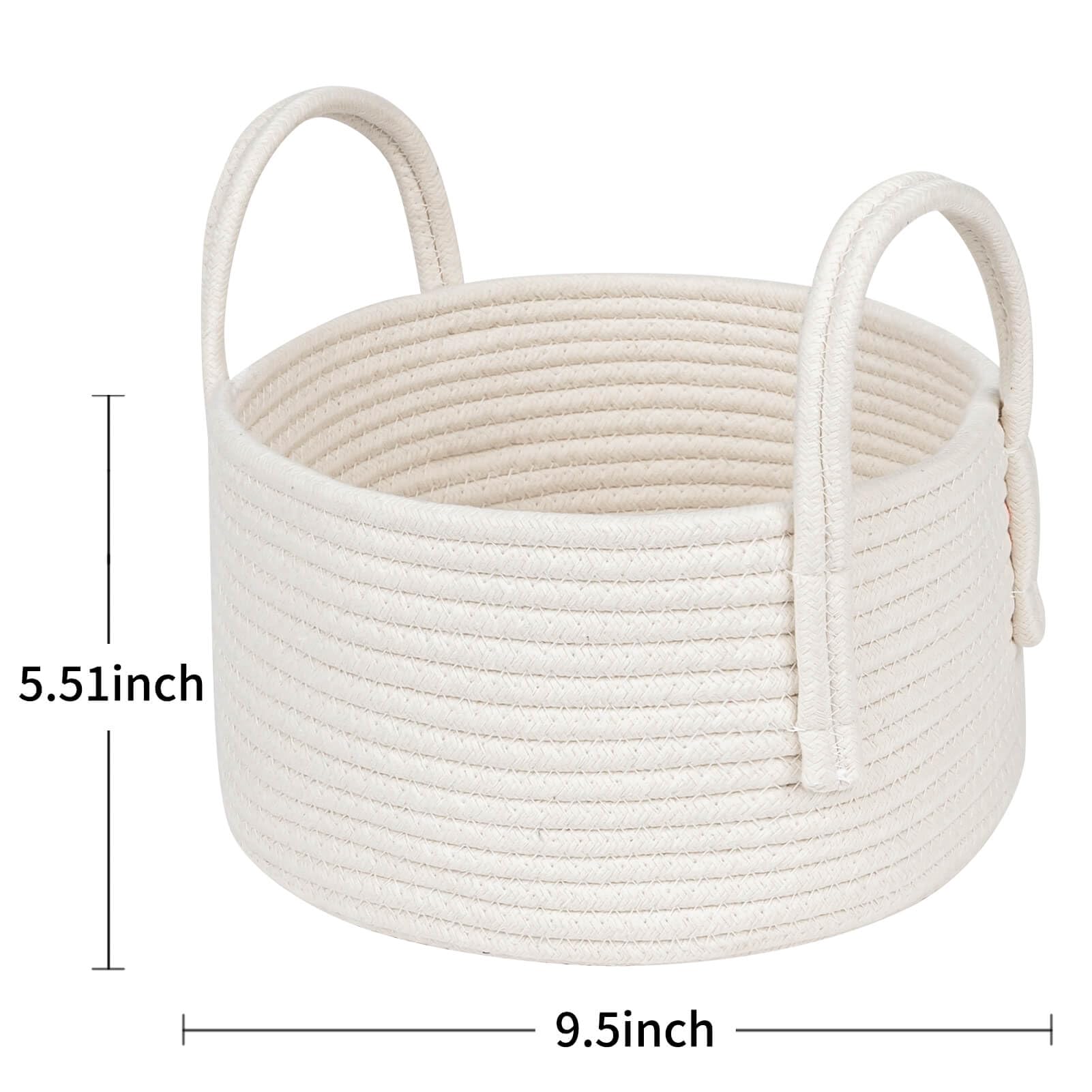 CubesLand Cute Small Baby Nursery Baskets Bin,Cat Toys Storage Basket,Soft Woven Baskets Set 2,Cube Organizer Basket Bin,Off White Basket Home Decor 9.5x5.51