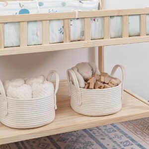 CubesLand Cute Small Baby Nursery Baskets Bin,Cat Toys Storage Basket,Soft Woven Baskets Set 2,Cube Organizer Basket Bin,Off White Basket Home Decor 9.5x5.51