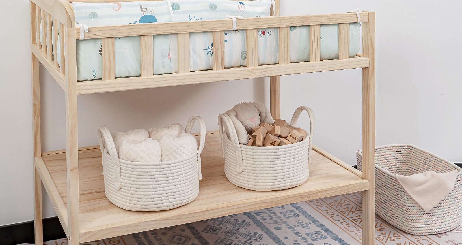 CubesLand Cute Small Baby Nursery Baskets Bin,Cat Toys Storage Basket,Soft Woven Baskets Set 2,Cube Organizer Basket Bin,Off White Basket Home Decor 9.5x5.51