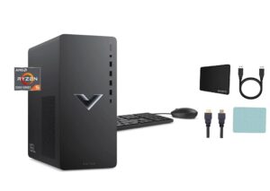 hp victus 15l gaming desktop pc, amd ryzen 5 5600g, amd rx6400 graphics, 32gb ram, 1tb ssd, mica silver, windows 11 home + accessories