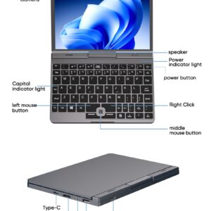 Tuofudun Mini Lapotop Windows 11, 8 inch IPS Touch Screen, Intel N100, 12GB LPDDR5 4800MHz, 2TB SSD, WiFi6, Handheld Notebook & Tablet PC 2 in 1