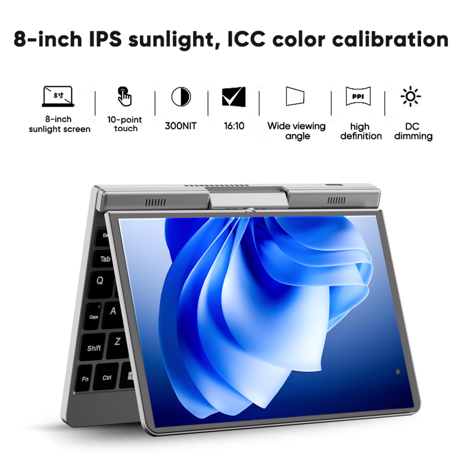 Tuofudun Mini Lapotop Windows 11, 8 inch IPS Touch Screen, Intel N100, 12GB LPDDR5 4800MHz, 2TB SSD, WiFi6, Handheld Notebook & Tablet PC 2 in 1